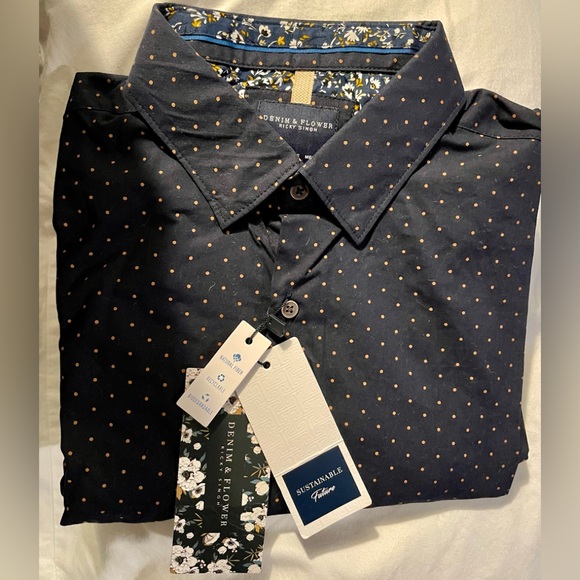 Denim & Flower | Shirts | Denim Flower Ricky Singh Dot Long Sleeve ...